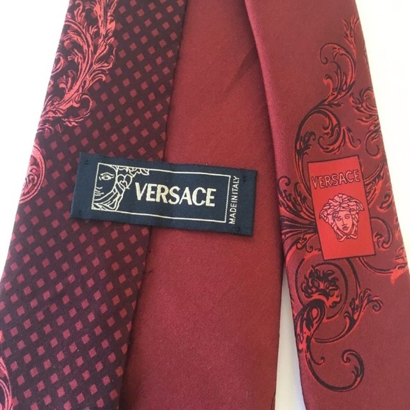 Versace | Accessories | Versace Neck Tie Maroon Red And Black | Poshmark